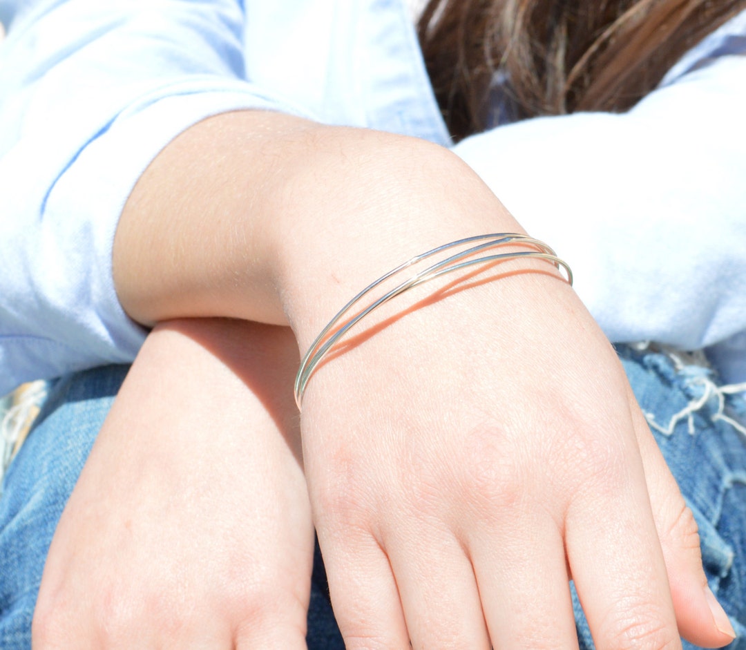 Thin Silver Bangle, Round Bangle, Thin Bangle, Stacking Bangles, Sterling Silver Bangle, Silver ...
