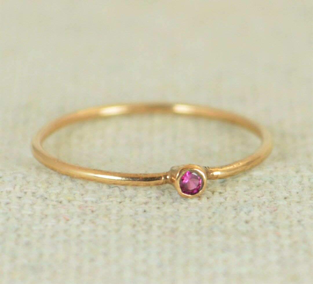 Tiny Ruby Ring, Ruby Stacking Ring, Rose Gold Filled Ruby Ring, Ruby ...