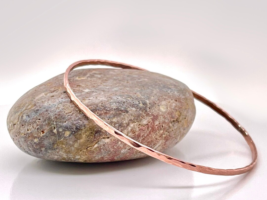 Classic Copper Hammered Bangle, Medium Weight Bangle, Solid Copper ...