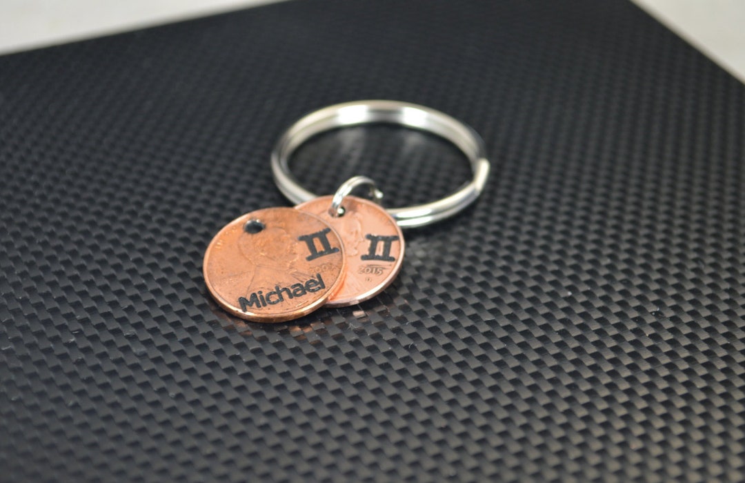 Gemini Keychain Geminikey Chain Birthday Key Chain Birthday - Etsy