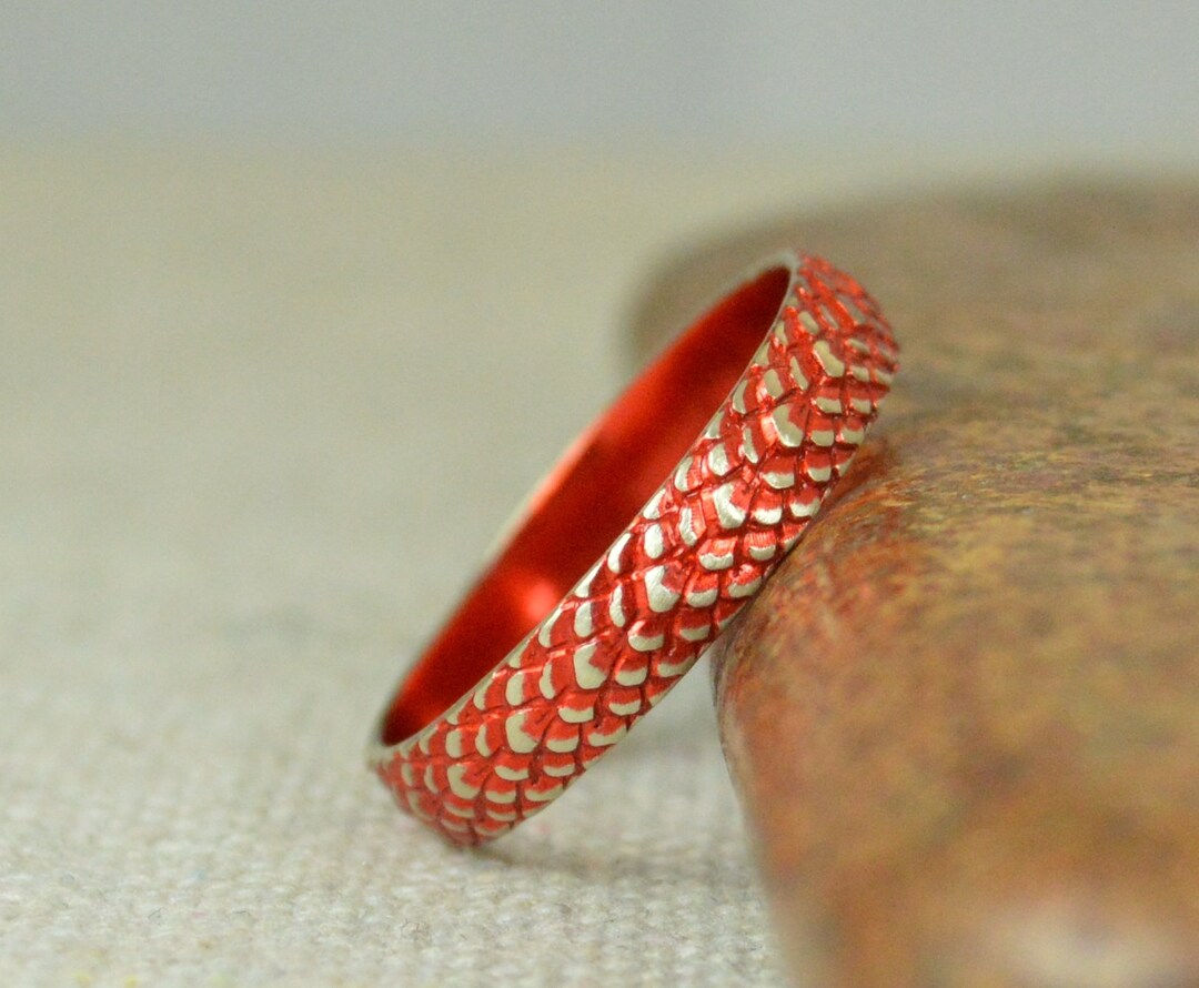 Red Dragon Scale Ring, Sterling Ring, Red Snake Scale Ring, Red Dragon ...
