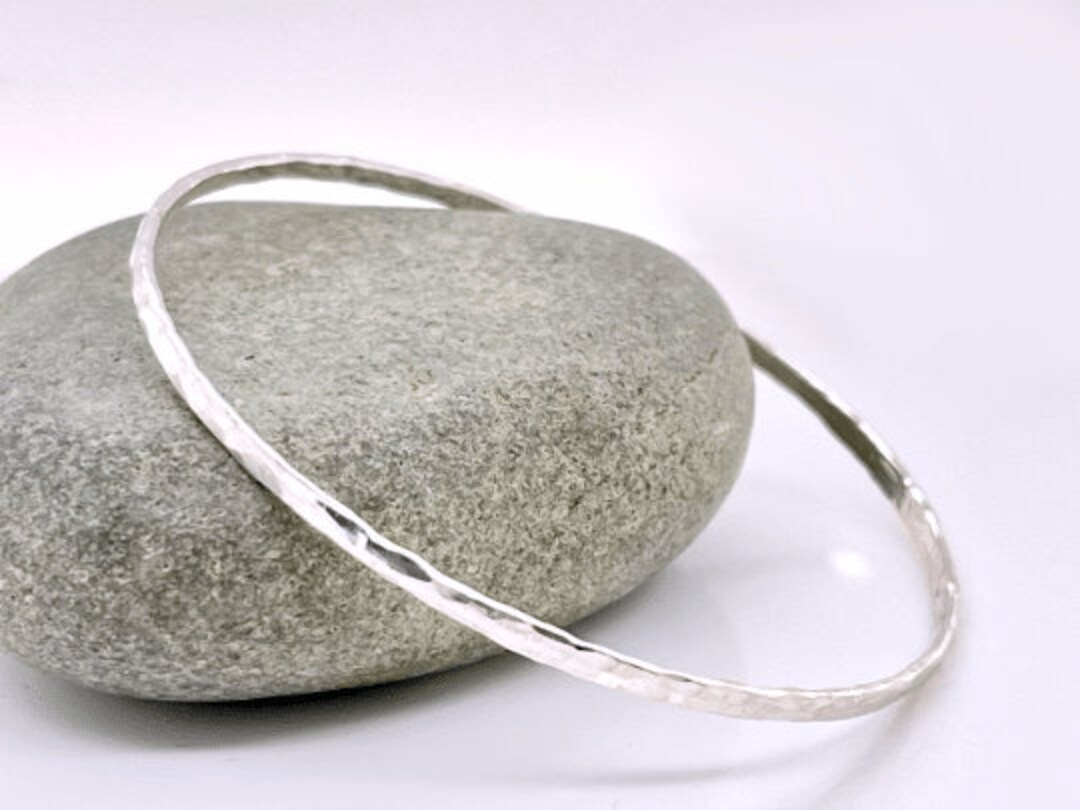 2mm Solid Platinum 950 Hammerd Bangle (not Hollow) Stacking Bangle ...