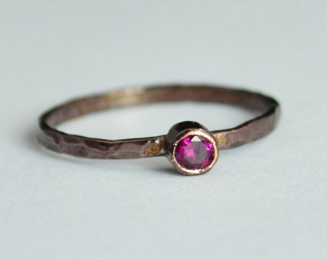 Bronze Copper Ruby Ring, Classic Size, Stackable Rings, Mother's Ring ...
