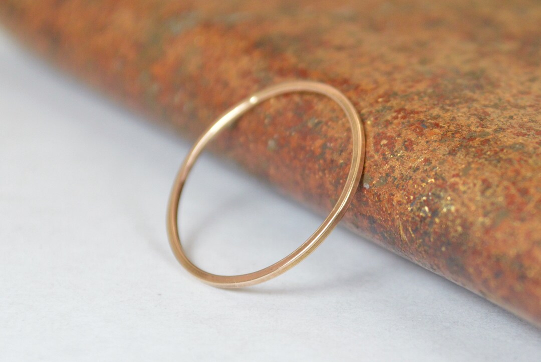 Solid 14k Rose Gold Square Ring, Smooth Stacking Ring, Minimal Rose ...