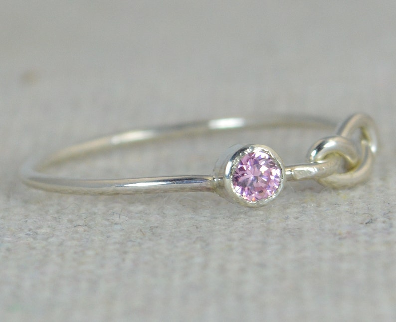 Pink Tourmaline Infinity Ring Sterling Silver Stackable - Etsy