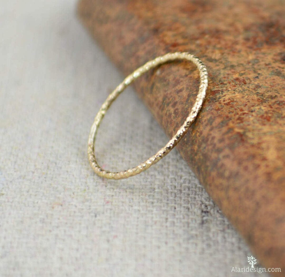 Thin Round Faceted 14k Gold Fill Rings, Dainty Gold Ring, Minimal Gold ...