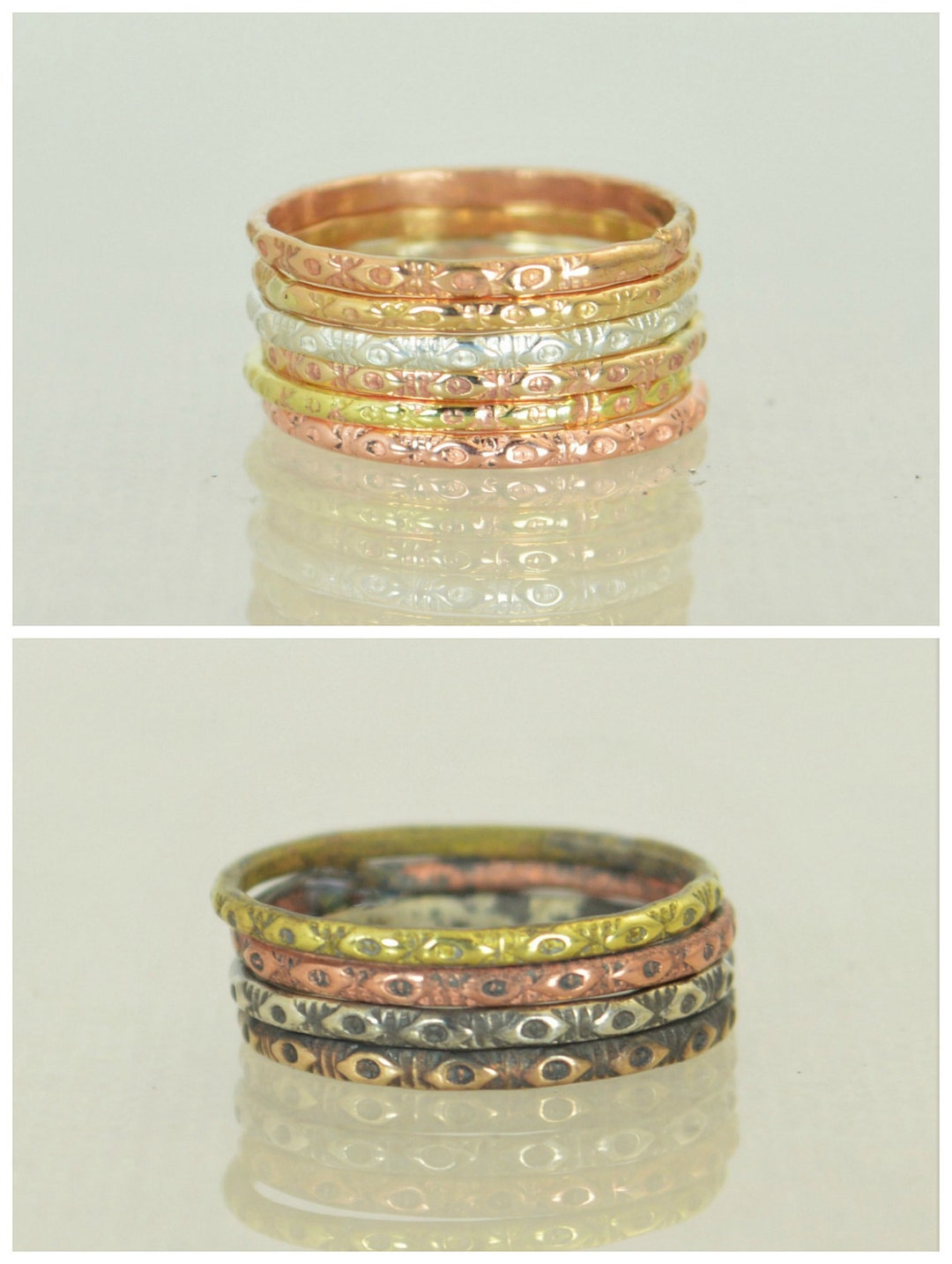 Bohemian Stacking Rings, Boho Rings, Tribal Rings, Eye Stacking Ring ...