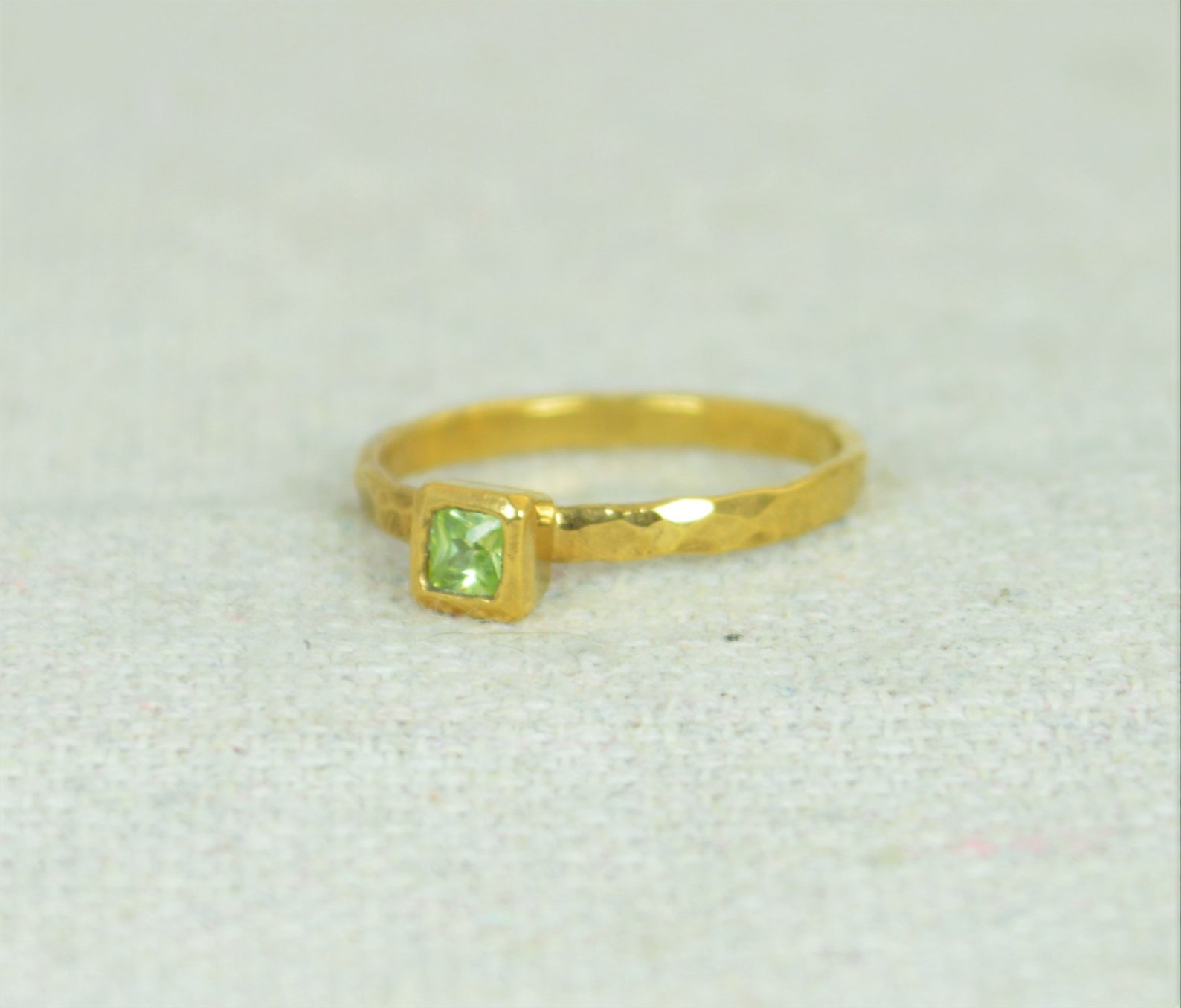 Square Peridot Ring Gold Filled Peridot Ring Augusts - Etsy