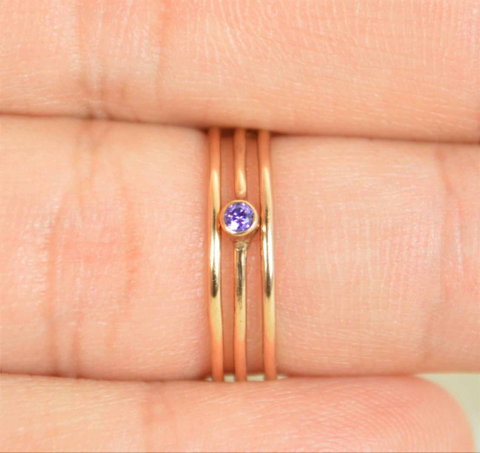 Tiny Amethyst Ring Rose Gold Filled Amethyst Stacking Ring | Etsy