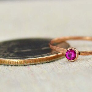 Dainty Copper Ruby Ring, Hammered Copper, Stackable Rings, Ruby Mother ...