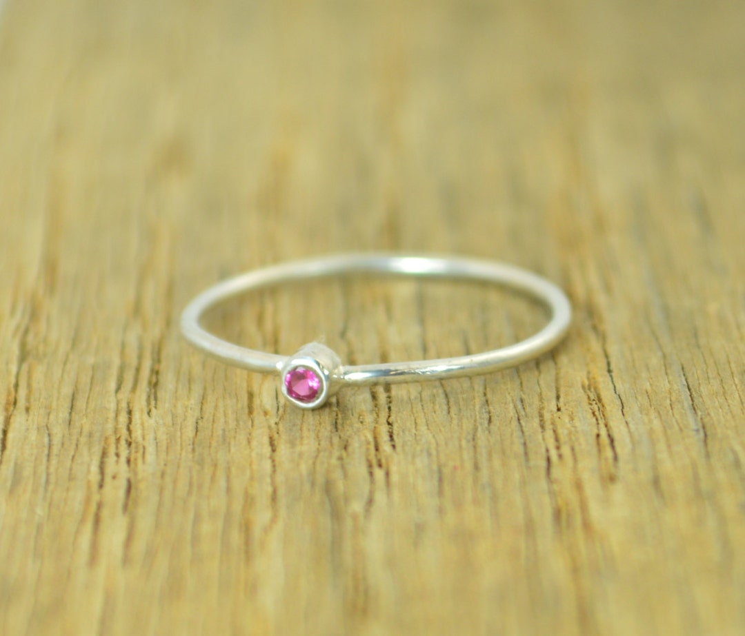 Tiny Ruby Ring, Ruby Stacking Ring, Silver Ruby Ring, Ruby Mothers Ring, July Birthstone, Ruby ...