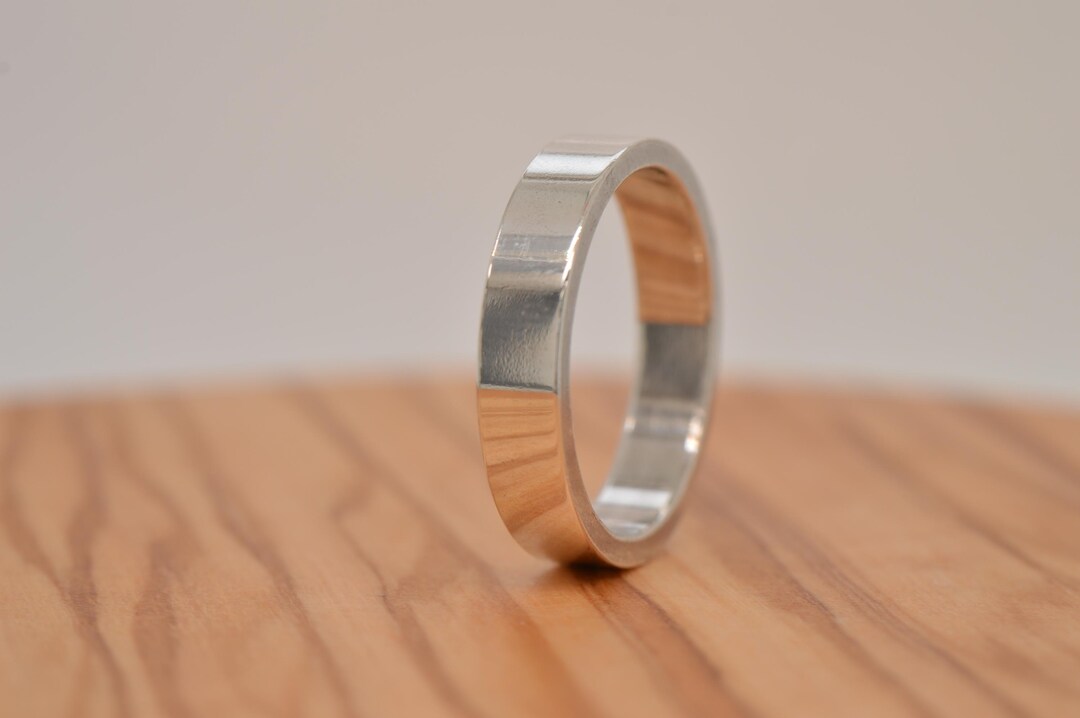 4mm Shiny White Gold Ring 10k, 14k, 18k, Solid Gold, 4mm White Gold ...