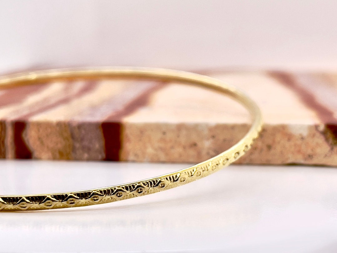 2.5mm Solid Gold Bangle (not Hollow) Oculus Pattern - Evil Eye Bangle ...