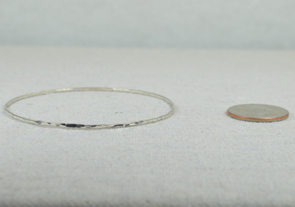 Thin Silver Bangle Hammered Bangle Thin Bangle Stacking - Etsy