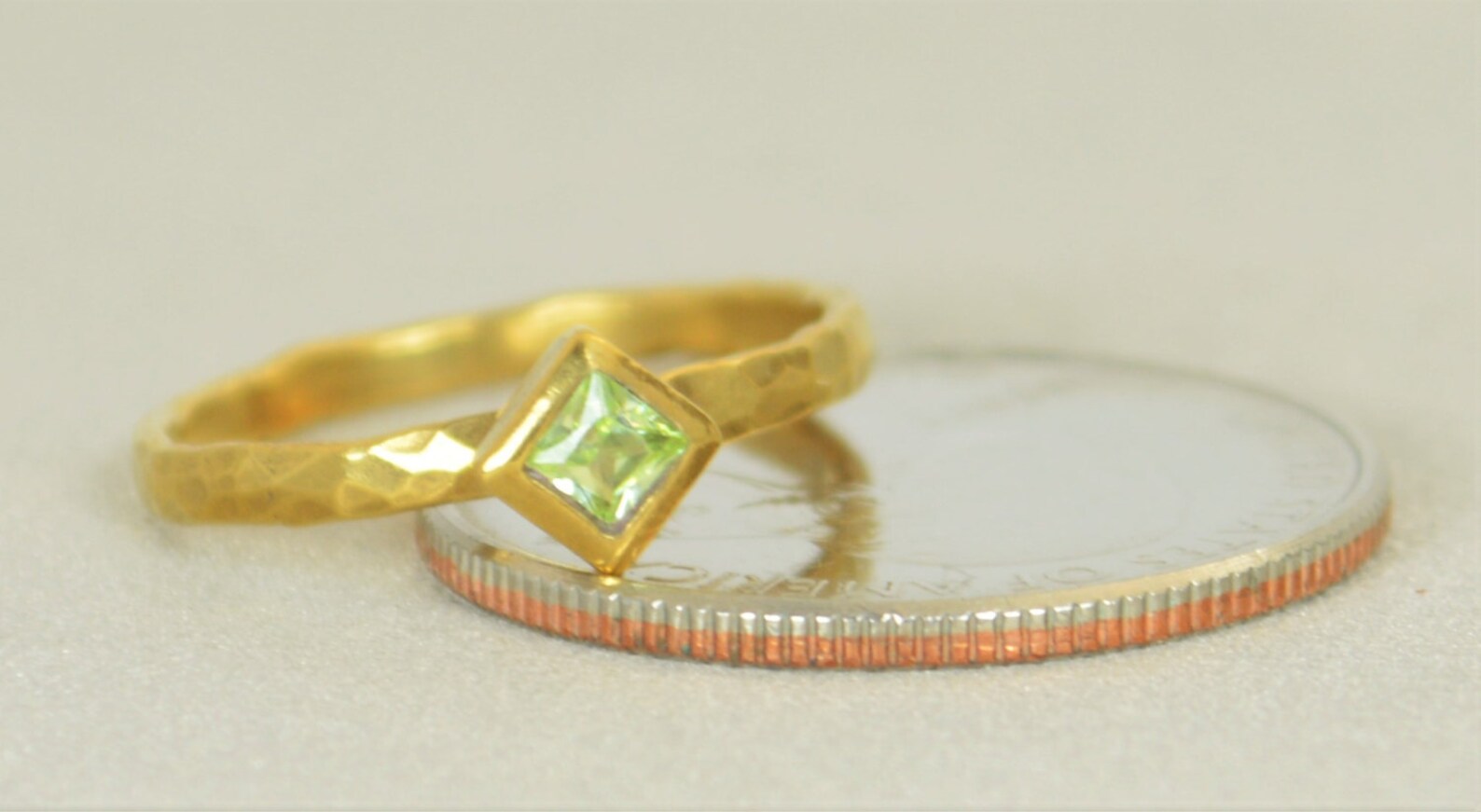 Square Peridot Ring Peridot Gold Ring August's - Etsy