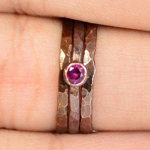 Bronze Copper Ruby Ring, Classic Size, Stackable Rings, Mother's Ring ...