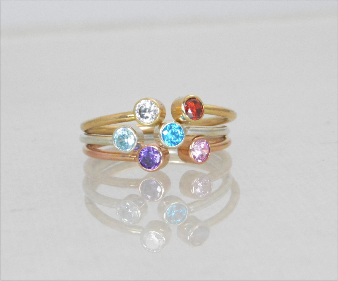 Dual Stone Ring Cuff Ring Silver Birthstone Ring Stacking | Etsy