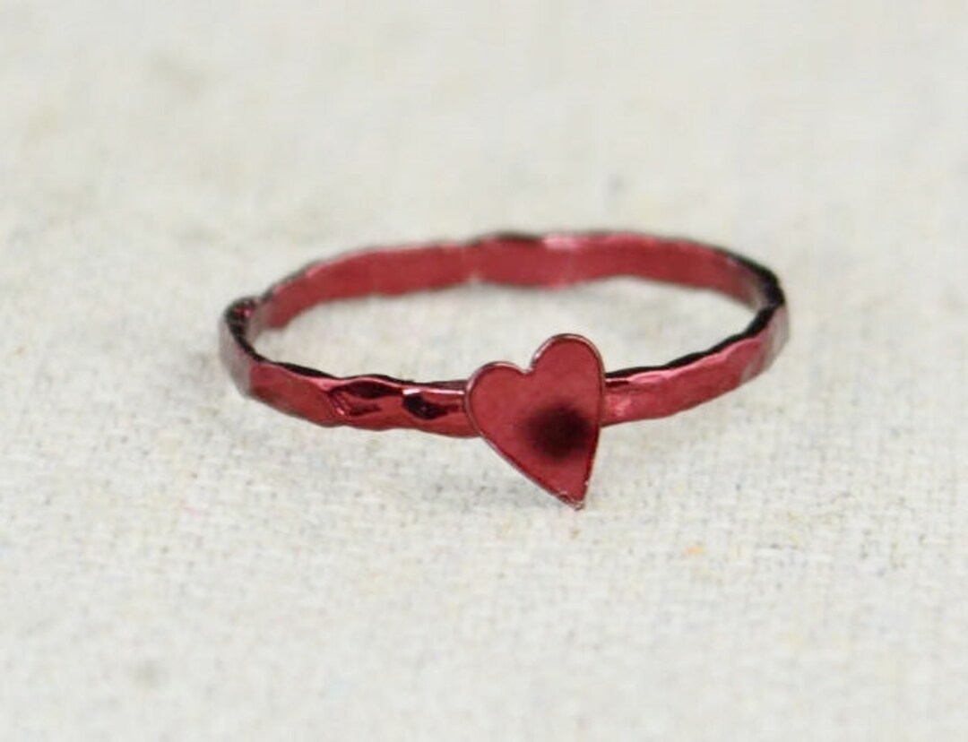 Tiny Red Heart Ring, Sterling Silver, Valentines Ring, Personalized ...