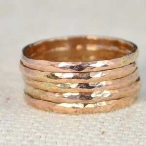 Set of 15 Classic Rose Gold Stackable Rings, 14k Rose Gold Filled ...