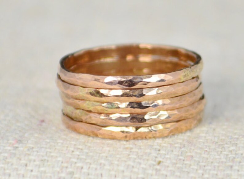 Set of 15 Classic Rose Gold Stackable Rings 14k Rose Gold - Etsy