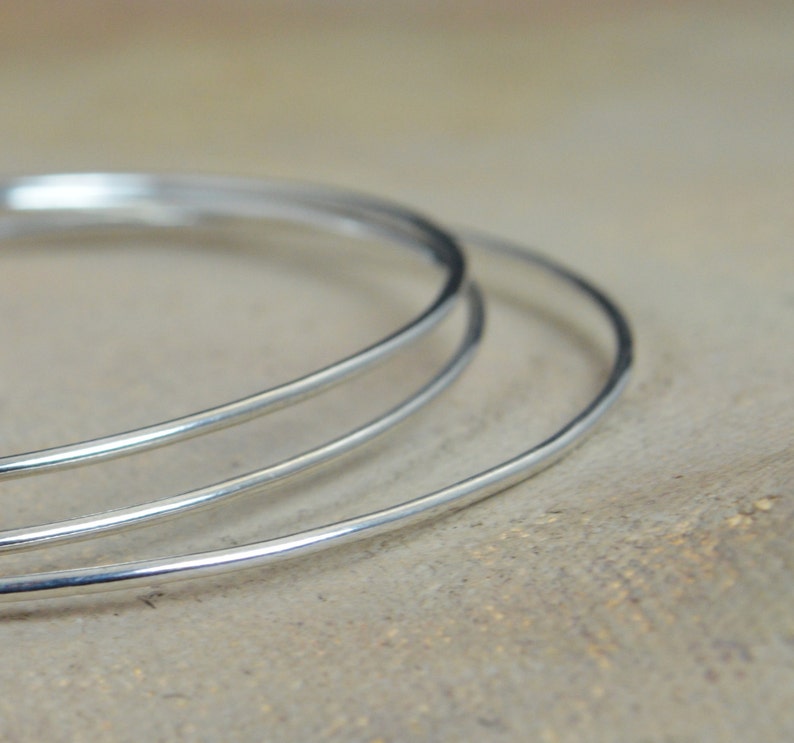 Thin Silver Bangle Round Bangle Thin Bangle Stacking - Etsy