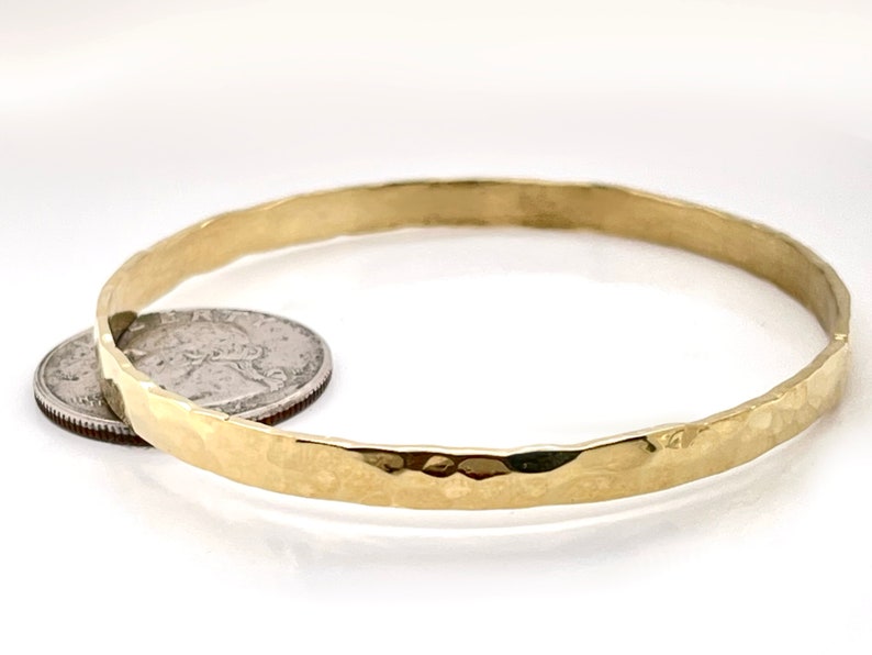 4mm Solid Gold not Hollow Hammerd Bangle Choose 10K 14K - Etsy