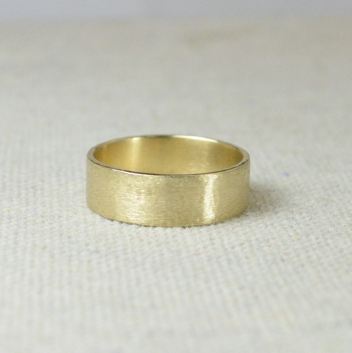 Solid Yellow Gold Wedding Ring 6mm Wide Ring Brushed Gold | Etsy