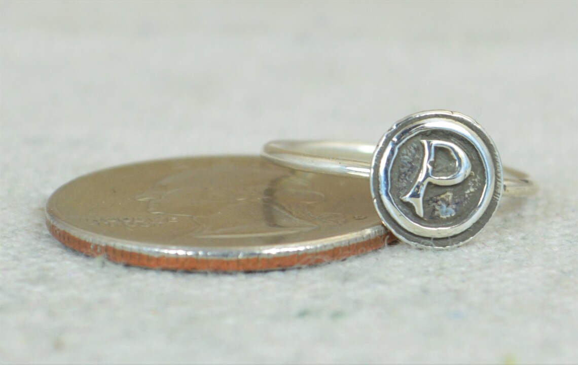 Bohemian Letter P Ring Silver P Ring Initial Ring Monogram | Etsy