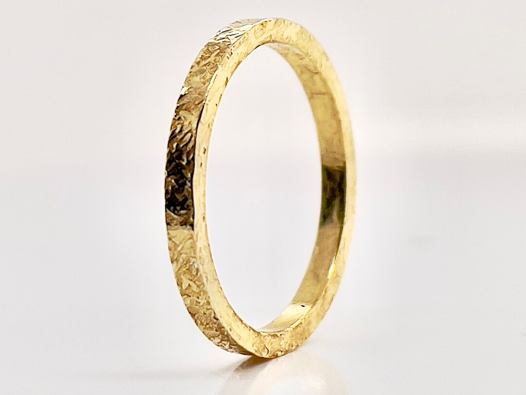 2mm Wide Raw Silk Finish Gold Ring 10k, 14k, 18k, or 22k, Solid Gold ...