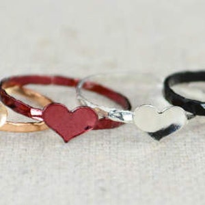 Tiny Red Heart Ring, Sterling Silver, Valentines Ring, Personalized ...