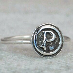 Bohemian, Letter P Ring, Silver P Ring, Initial Ring, Monogram Ring ...