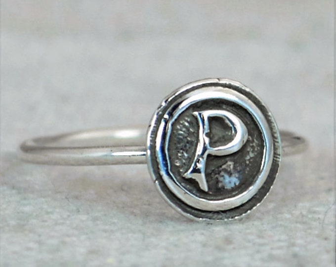 Bohemian, Letter P Ring, Silver P Ring, Initial Ring, Monogram Ring ...