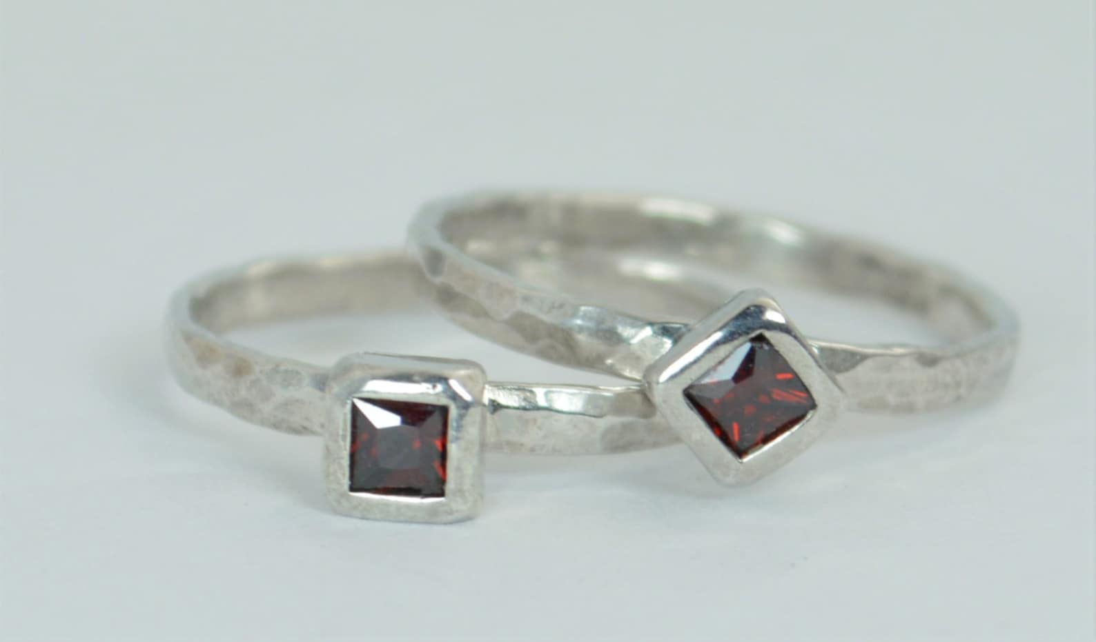 Square Garnet Ring Garnet Solitaire Garnet White Gold Ring - Etsy