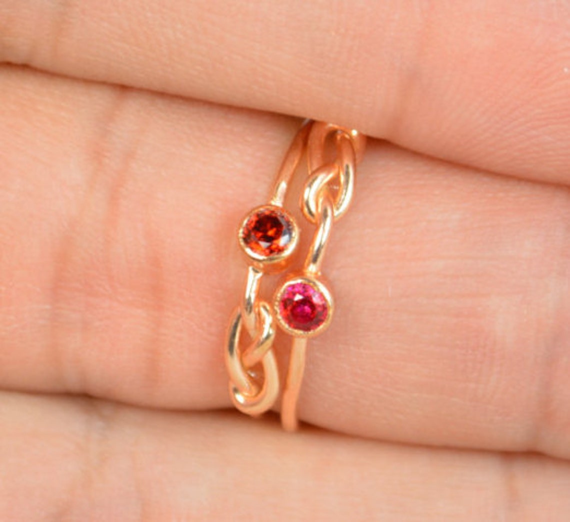 Garnet Infinity Ring Rose Gold Filled Ring Stackable Rings | Etsy