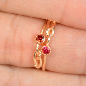 Garnet Infinity Ring, Rose Gold Filled Ring, Stackable Rings, Mother's ...