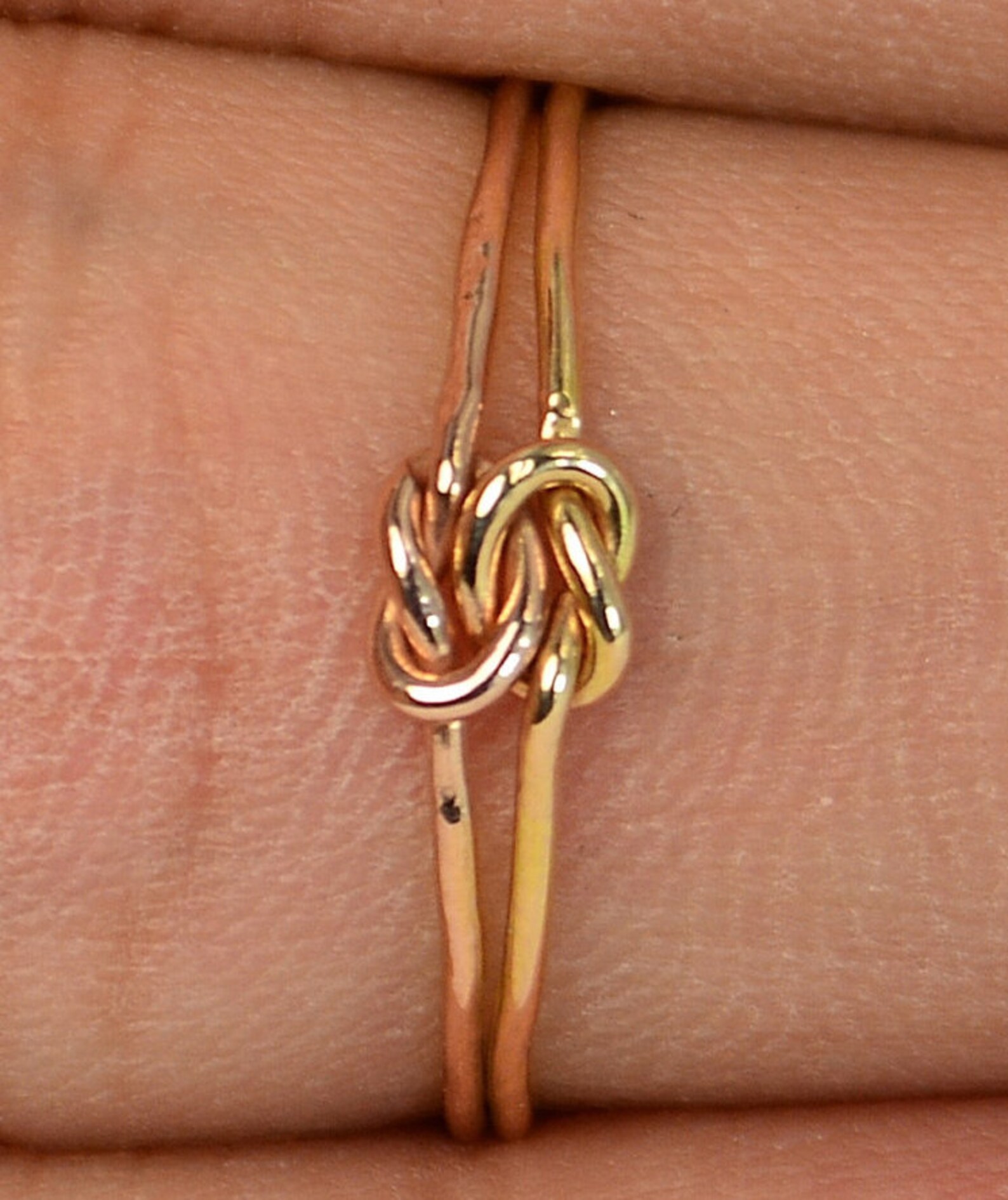 Dainty Gold and Rose Gold Double Knot Ring Love Ring Love | Etsy