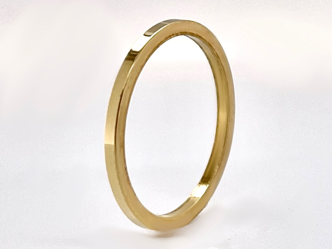 1.25mm Thin Square Gold Ring 10k, 14k, 18k, or 22k, Solid Gold, Square ...