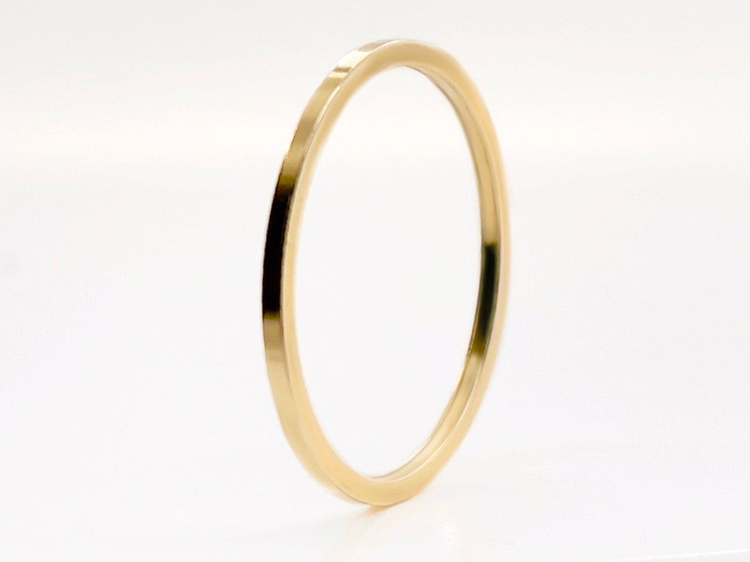 1mm Thin Square Gold Ring 10k, 14k, 18k, or 22k, Solid Gold, Square ...