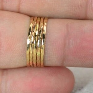 Set of 15 Super Thin 14k Gold Stackable Rings, 14k Gold Filled ...