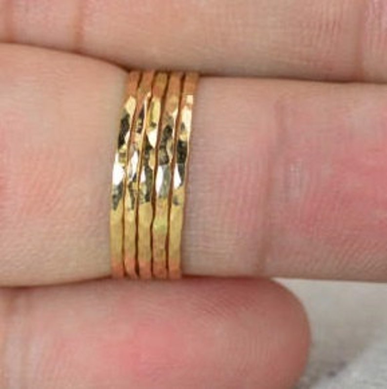 Set of 15 Super Thin 14k Gold Stackable Rings 14k Gold | Etsy
