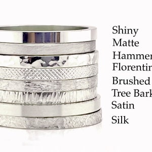 2mm Solid Platinum Hammered Finish Band, Platinum Wedding Ring, 950 ...