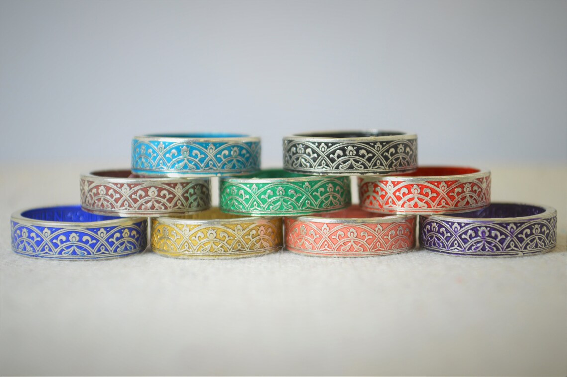 Moroccan Coin Ring Red Coin Ring Stained Glass Ring Red | Etsy