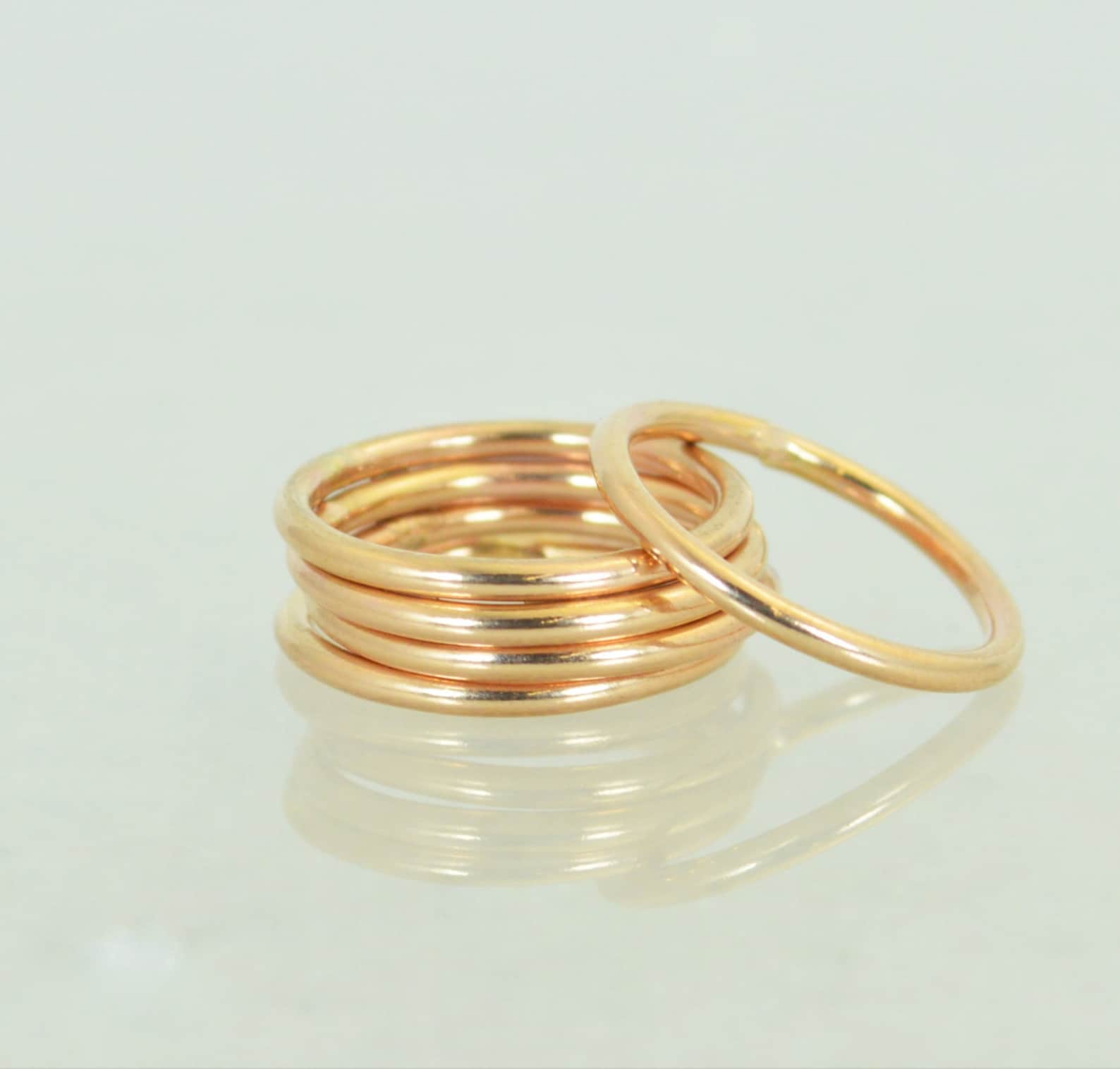 Round Classic Rose Gold Stackable Rings 14k Rose Gold - Etsy