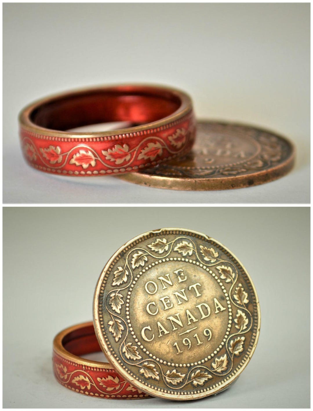 Red Ring, Coin Ring, Vine Ring, Copper Ring, Canadian Penny, Coin Rings ...