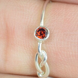 Garnet Infinity Ring, Silver Knot Ring, Stack Ring, Infinity Ring ...
