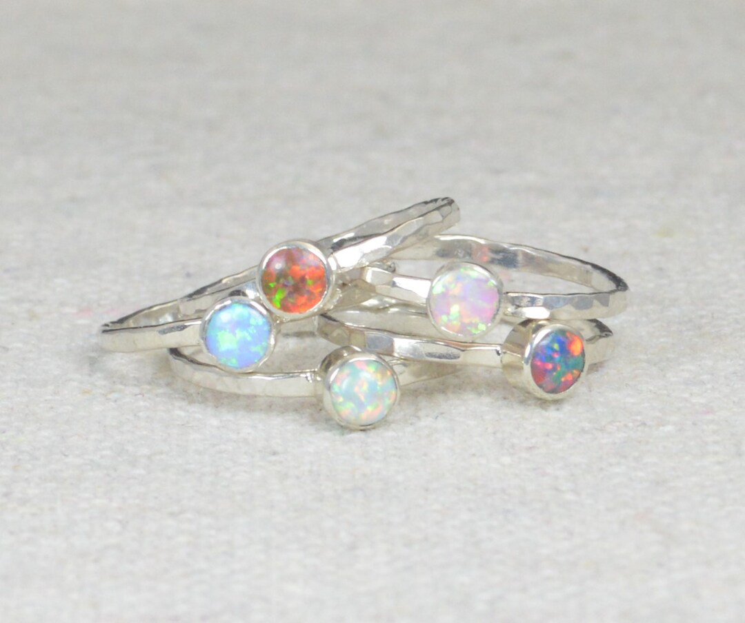Grab 5 - Small Opal Rings, Opal Ring, Opal Jewelry, Stacking Ring ...