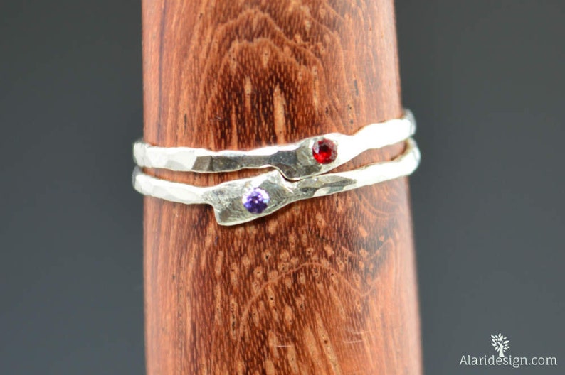 Set of 2 Freeform Rings Hammered Ring Freeform Stone Ring - Etsy