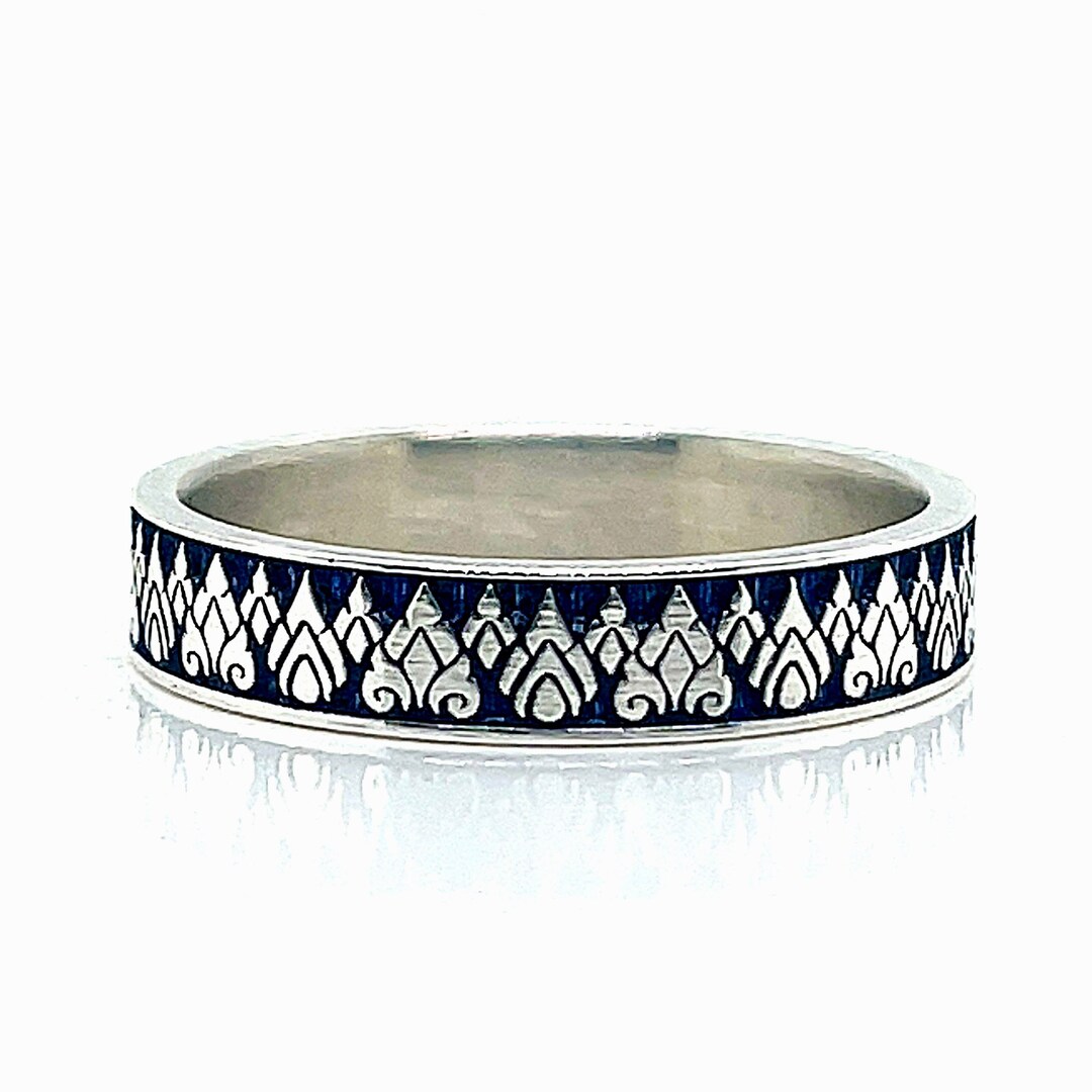 Thai Buddhist Temples Ring in Sterling Silver, Black Ring, Thailand ...