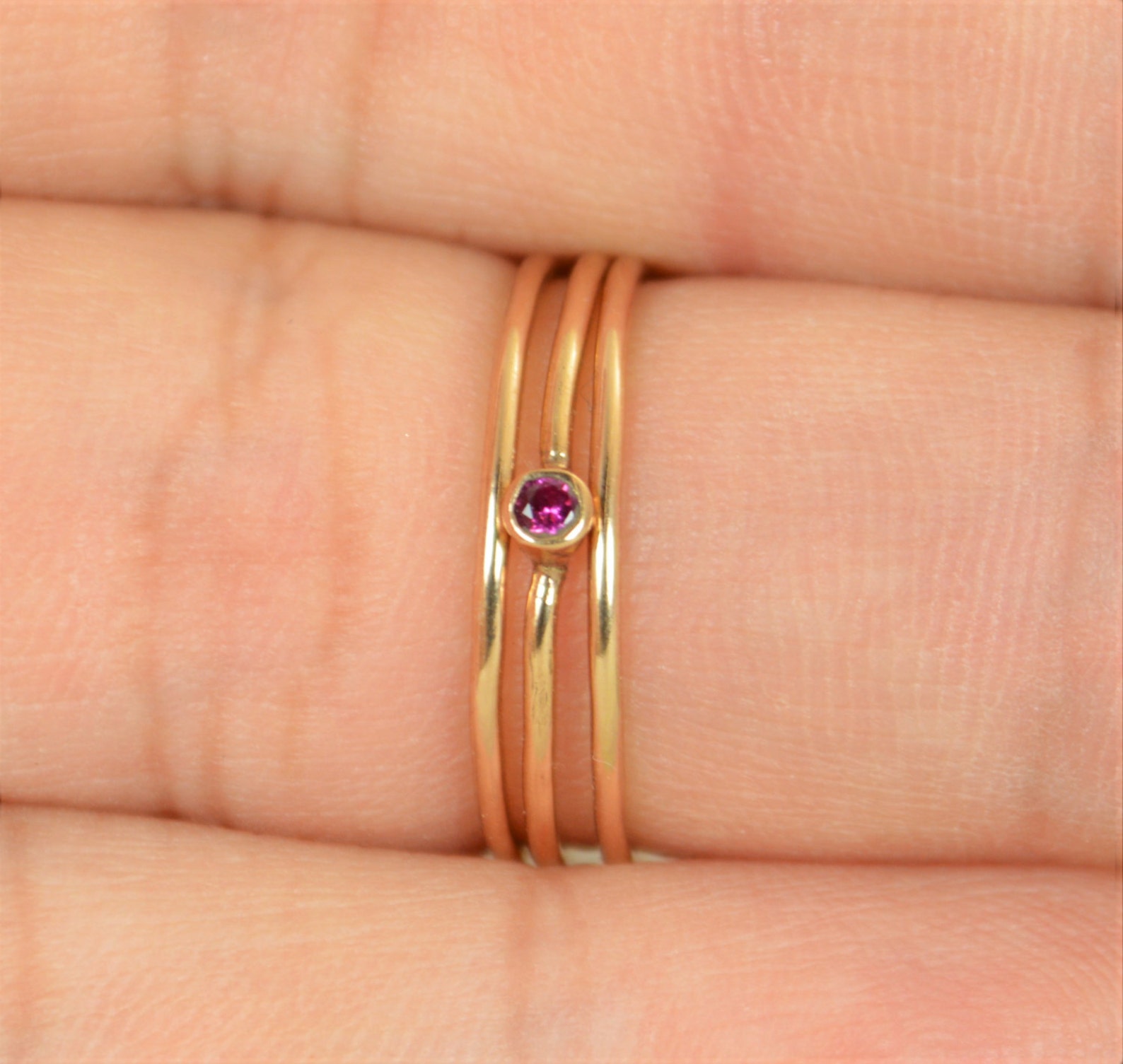 Tiny Ruby Ring Ruby Stacking Ring Rose Gold Filled Ruby - Etsy Canada