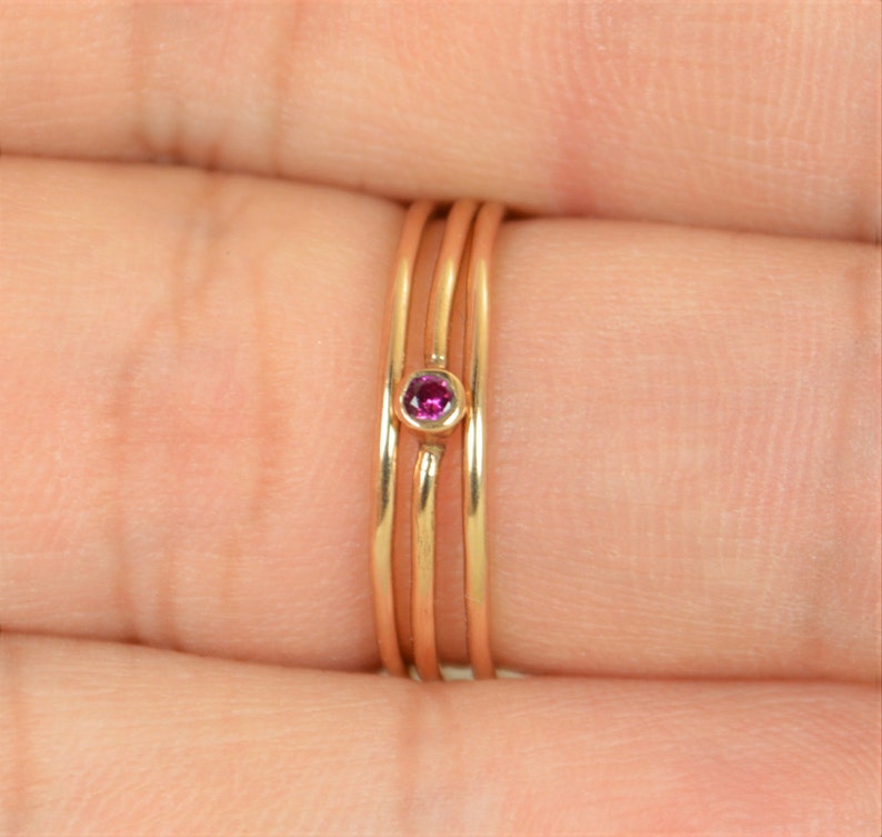Tiny Ruby Ring Ruby Stacking Ring Rose Gold Filled Ruby - Etsy Canada